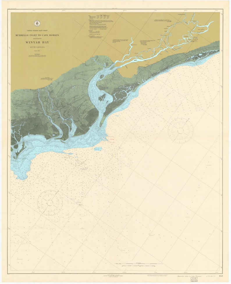 Winyah Bay Map Murrell's Inlet to Cape Romain 1919 - Etsy