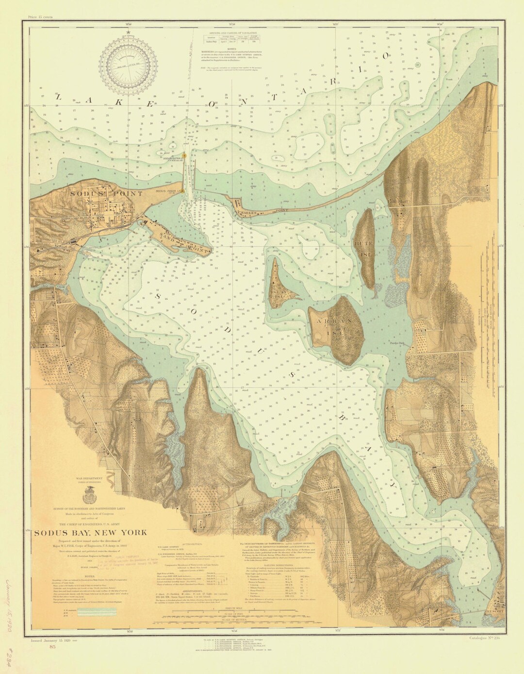 Great Sodus Bay - New York - Lake Ontario Historical Map 1920 ...