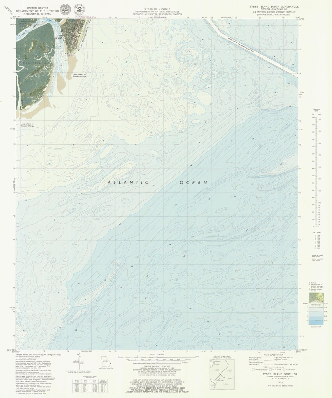 Tybee Island Map South 1979 Nautical Chart Print - Etsy