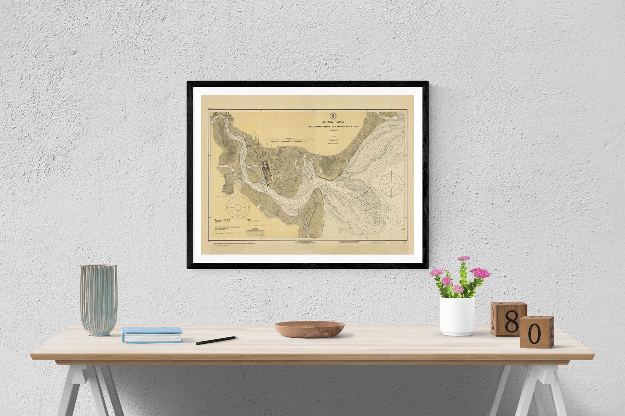 St. Simons Sound Georgia Map 1925 Nautical Chart Print - Etsy