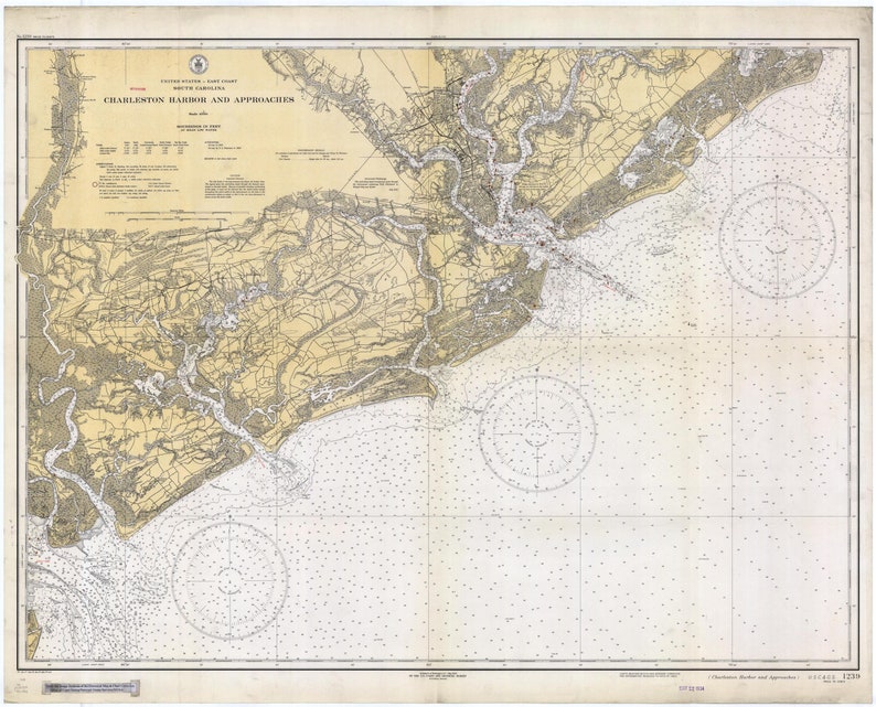 Charleston Harbor and Approaches Map South Carolina Chart - Etsy Charleston Harbor and Approaches Map South Carolina Chart - Etsy