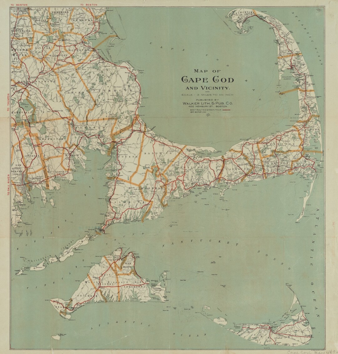 Cape Cod & Islands Vicinity Map - Nautical Chart Print - Etsy
