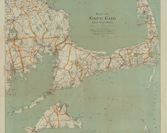 Cape Cod & Islands Lighthouse Map Nautical Chart Print - Etsy
