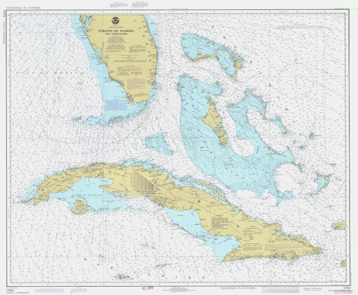 Straits of Florida Map - 1981 - Nautical Chart Print - Etsy