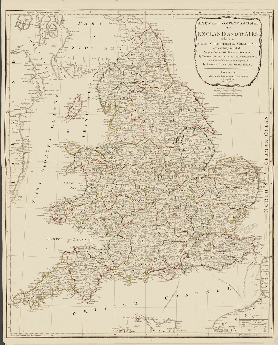 England and Wales Map 1788 - Etsy