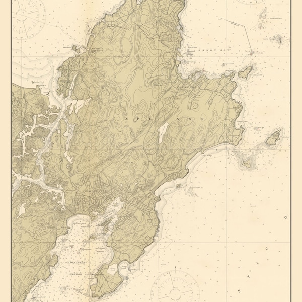 Nautical Map Print Gloucester - Etsy