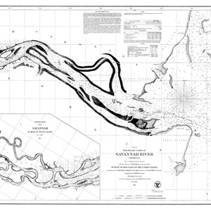 Savannah River Map 1855 - Nautical Chart Print - Etsy