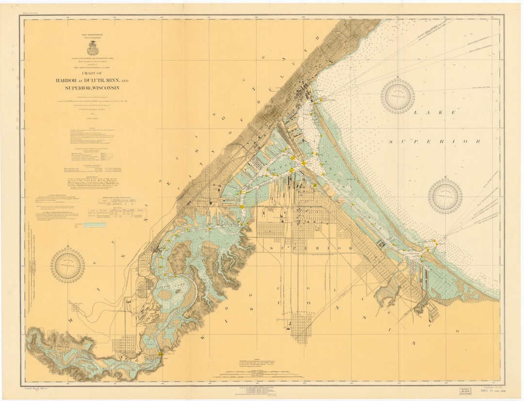 Duluth Map - Superior Harbor Historical Chart 1919 - Nautical Chart ...