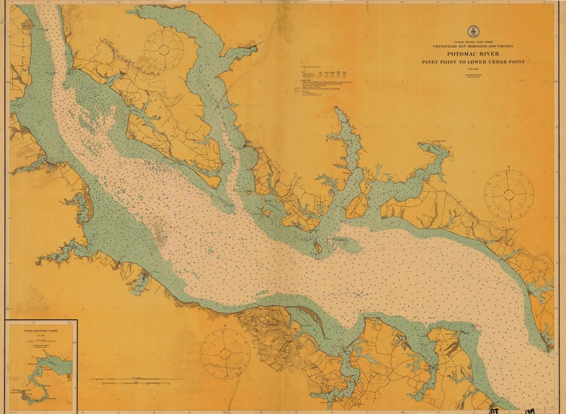 Potomac River Map Piney Point to Lower Cedar Point 1907 - Etsy