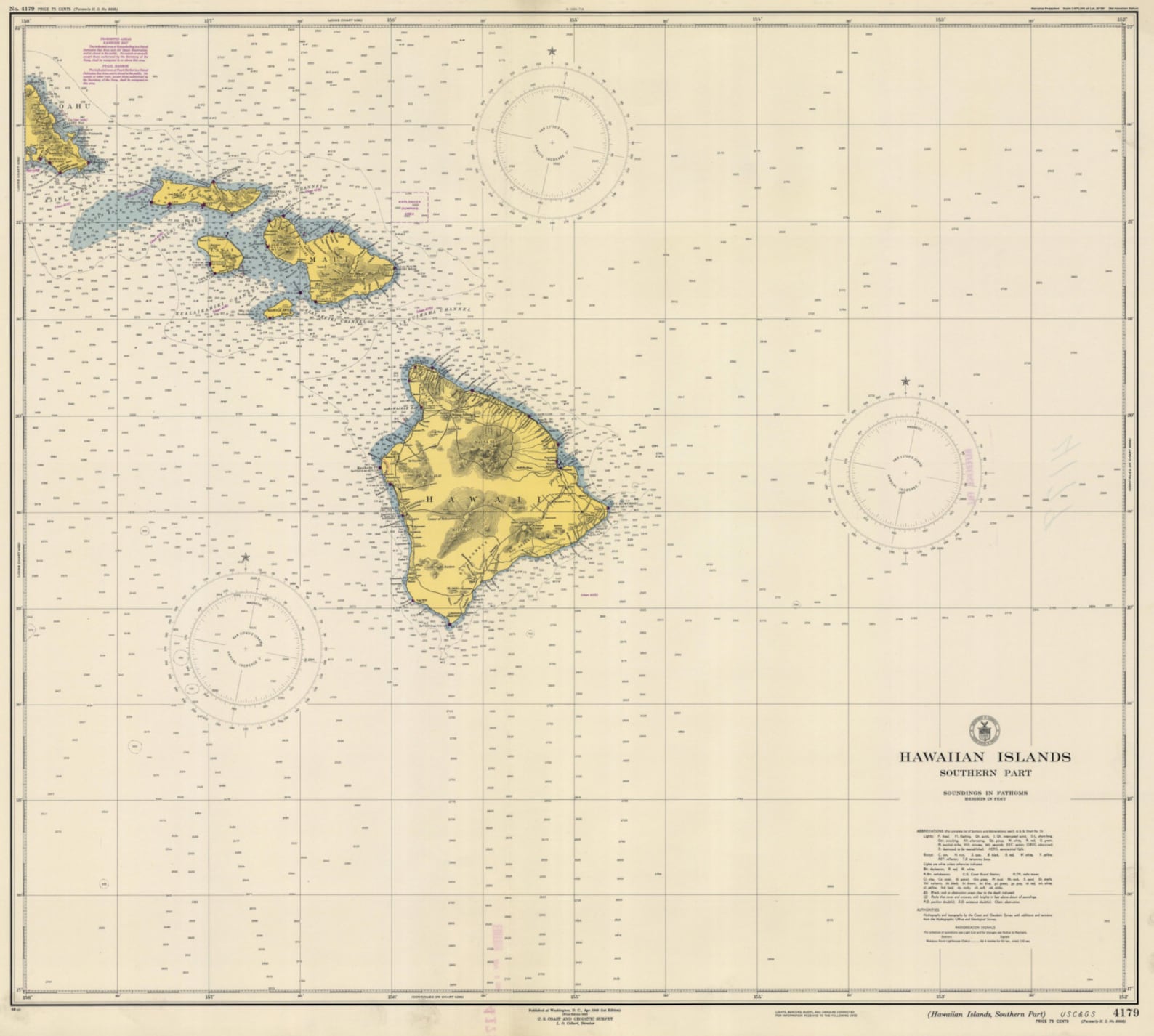 Hawaiian Islands Historic Chart 1948 Nautical Chart Print - Etsy