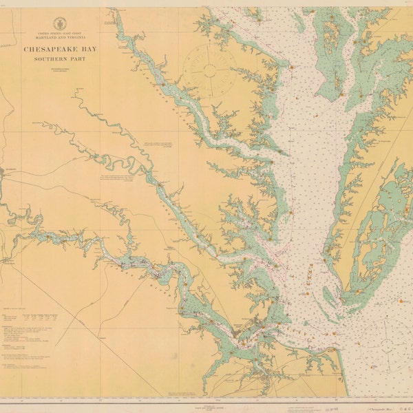 Chesapeake Bay Map - Etsy