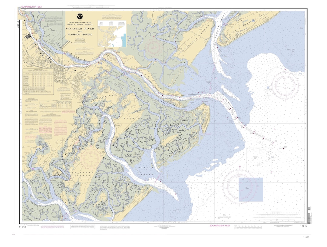 Savannah River & Wassaw Sound Map 2004 - Nautical Chart Print - Etsy
