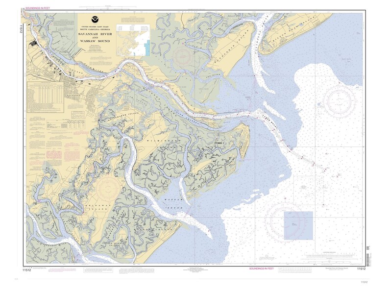 Savannah River & Wassaw Sound Map 2004 - Nautical Chart Print - Etsy