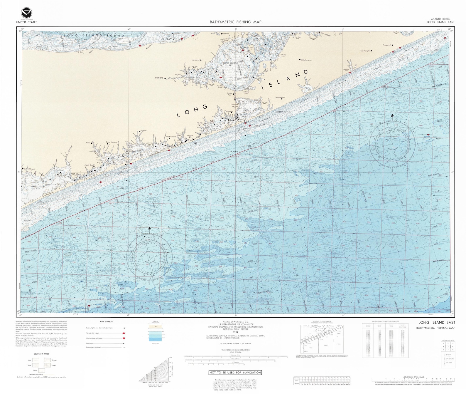 Long Island East Bathymetric Fishing Map | Etsy