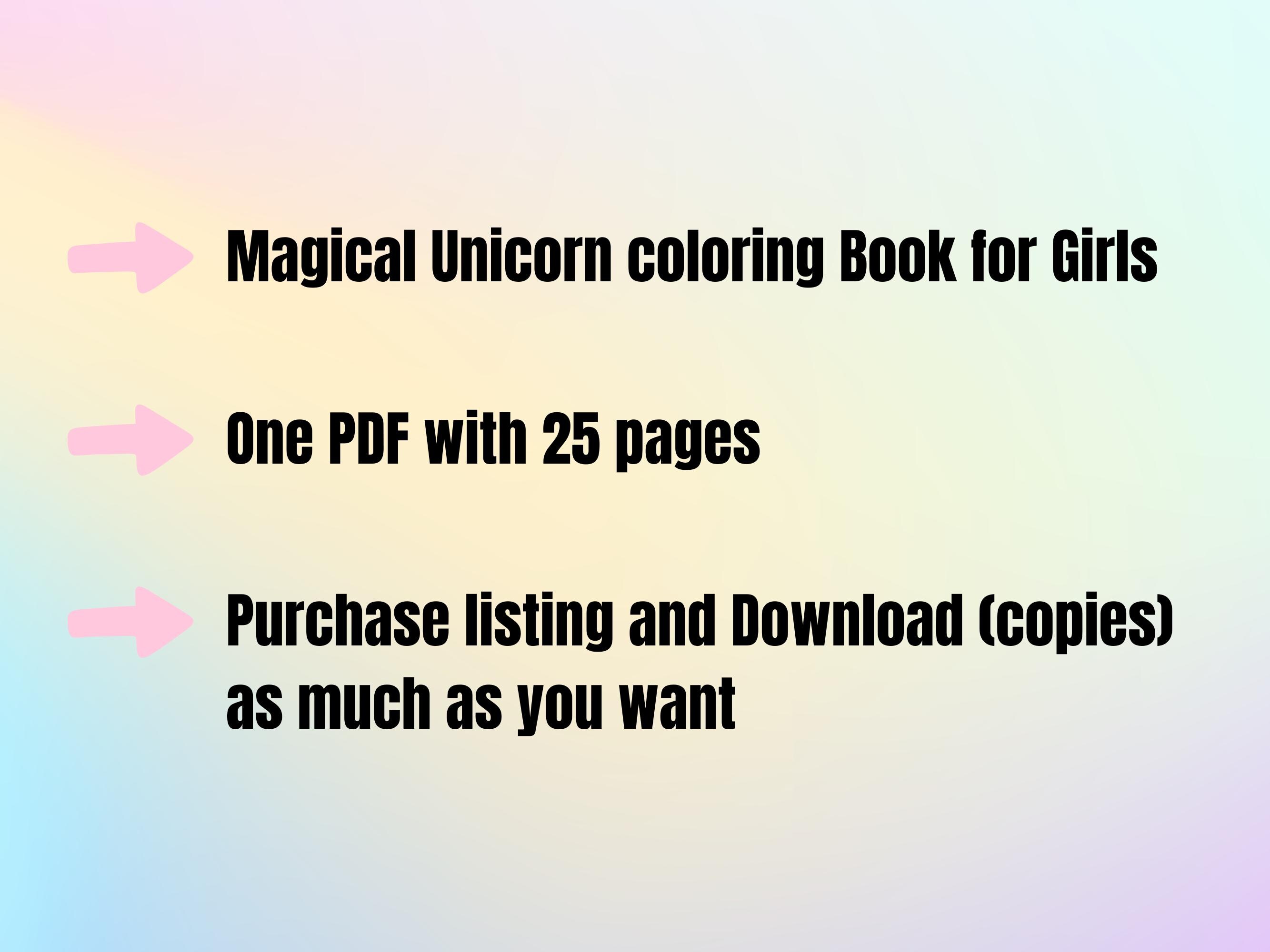 Magical Unicorn Coloring Book for Kids-digital Download, Unicorn ...