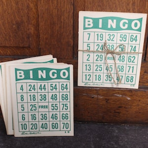 Vintage BINGO Cards - Green & White - Etsy