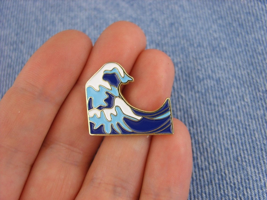 Wave enamel pin Houkusai Great Wave gift for artist art | Etsy