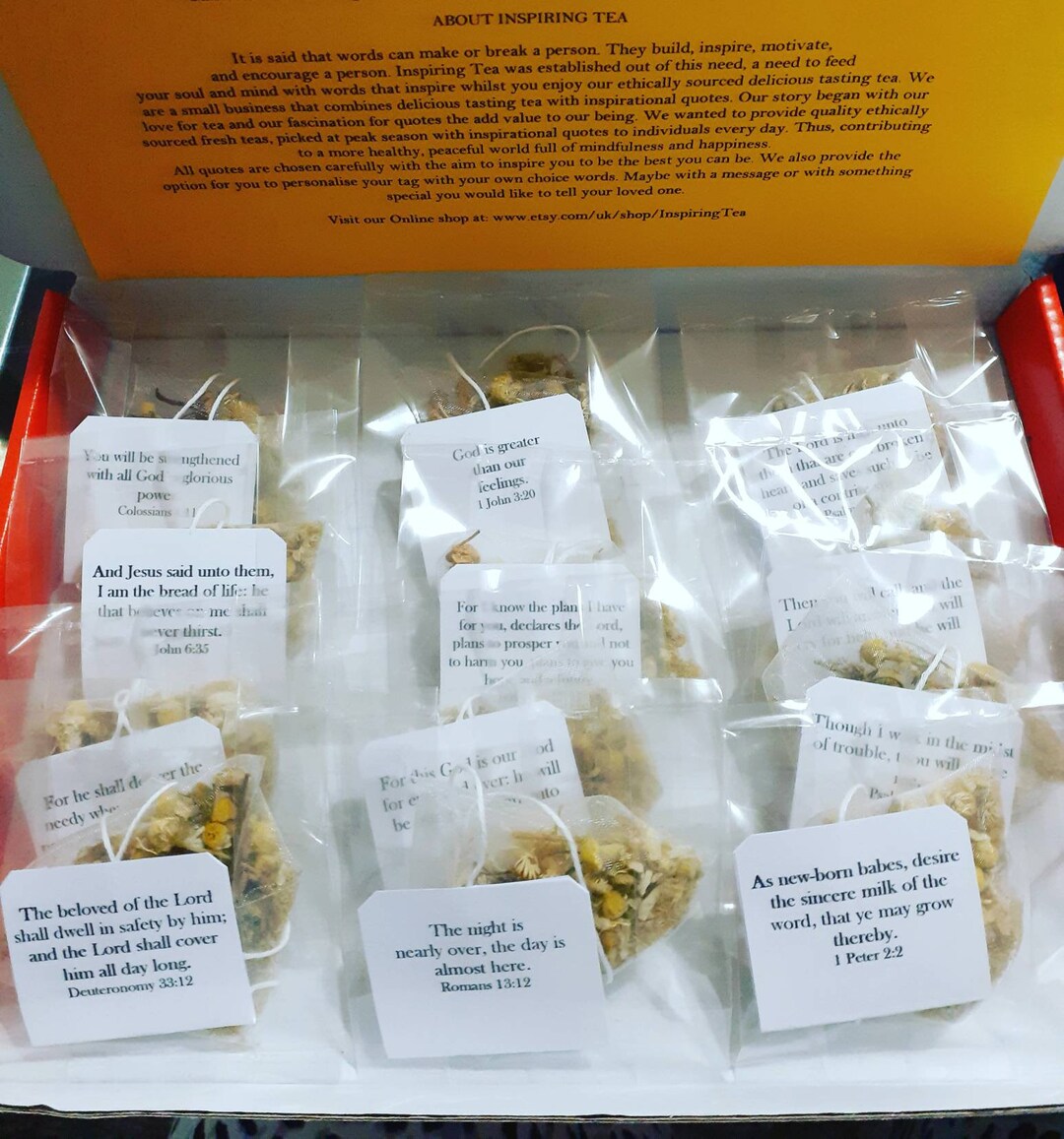 Scripture Tea Teabags With Unique Tags Featuring Inspirational Biblical ...