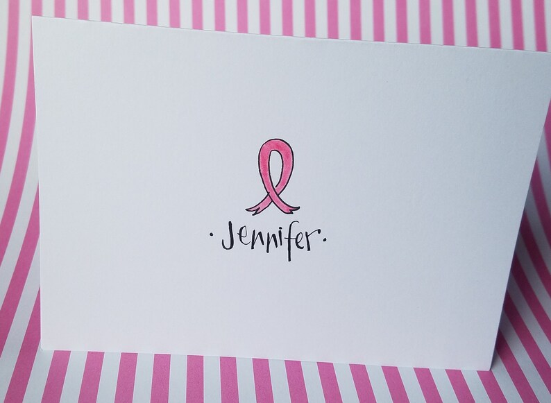 Breast Cancer Journey, Custom Text Note Cards- Hand-drawn, Breast ...