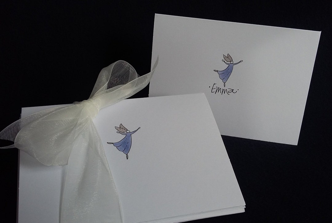 Angel Themed - Note Cards - Hand-drawn and Personalized Folded White ...