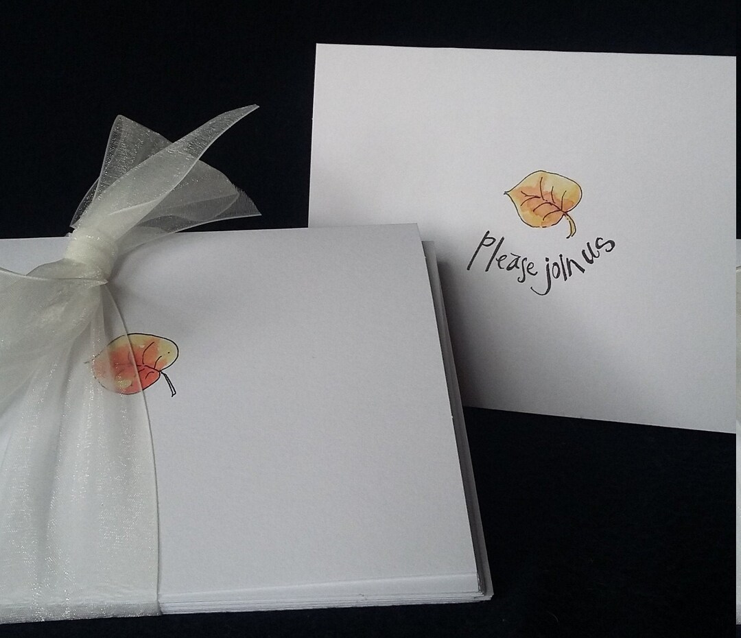 Hand-drawn Fall Leaf Note Cards, Personalized Stationery (4x5.5 In) - Etsy