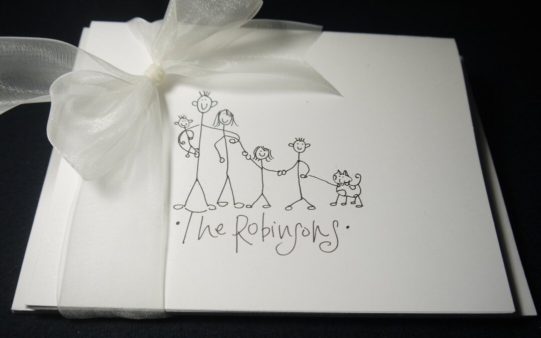 Stick Figure Family Themed - Note Cards- Hand-drawn and Personalized ...