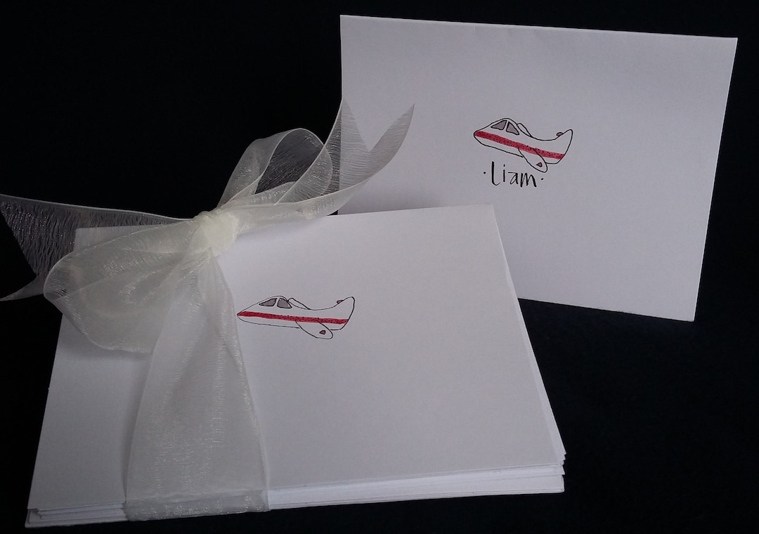 Personalized Flight Note Cards – Hand-drawn Airplane Thank You Notes - Etsy