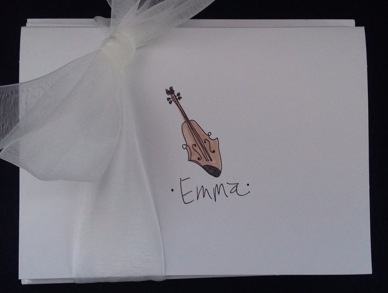 Music Themed Themed Note Cards - Hand-drawn and Personalized Folded ...