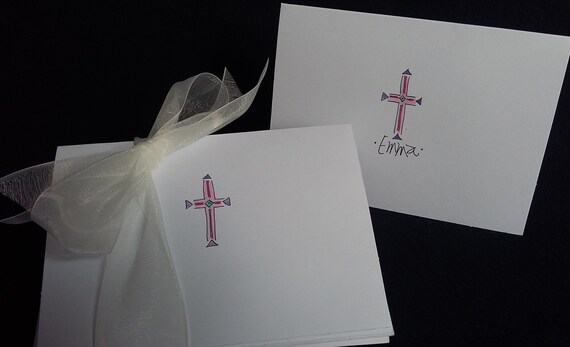 Cross Themed Note Cards Hand-drawn and Personalized Folded | Etsy