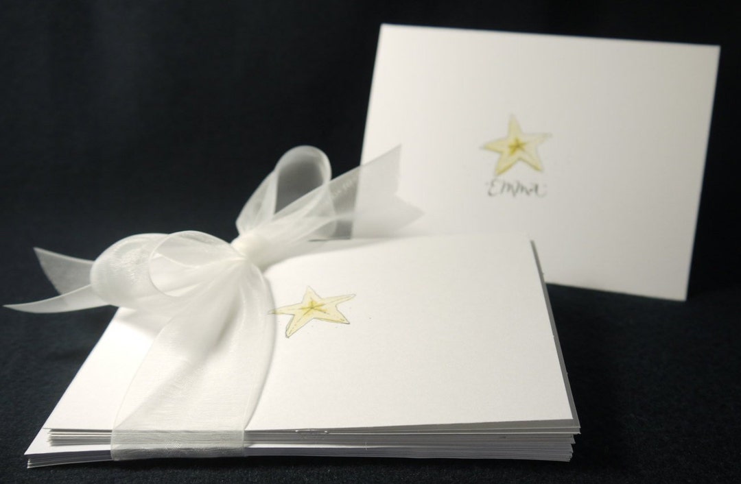 Shell Themed - Note Cards - Hand-drawn and Personalized Folded White ...