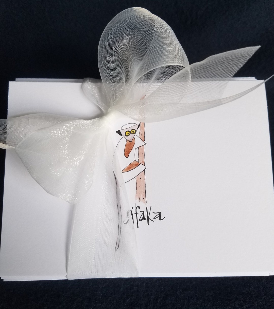 Personalized Lemur Note Cards – Hand-drawn Watercolor Thank You Cards ...