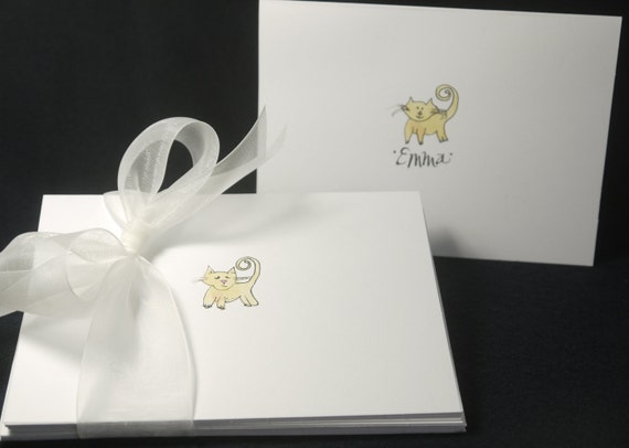 Cat Themed Note Cards Hand-drawn and Personalized Folded | Etsy