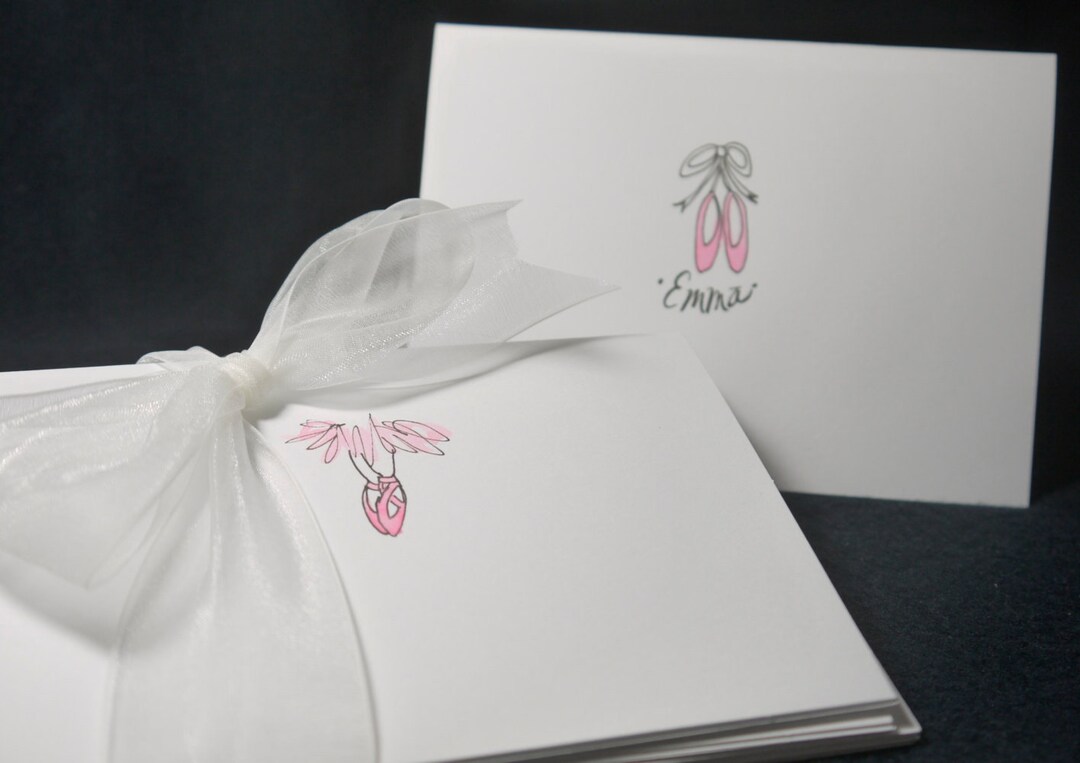 Ballet Themed - Note Cards - Hand-drawn and Personalized Folded White ...