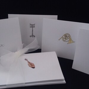Music Themed Themed Note Cards - Hand-drawn and Personalized Folded ...