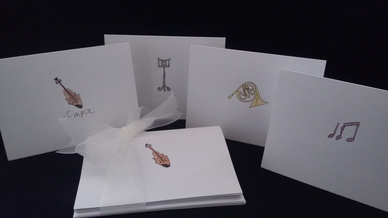 Music Themed Themed Note Cards - Hand-drawn and Personalized Folded ...