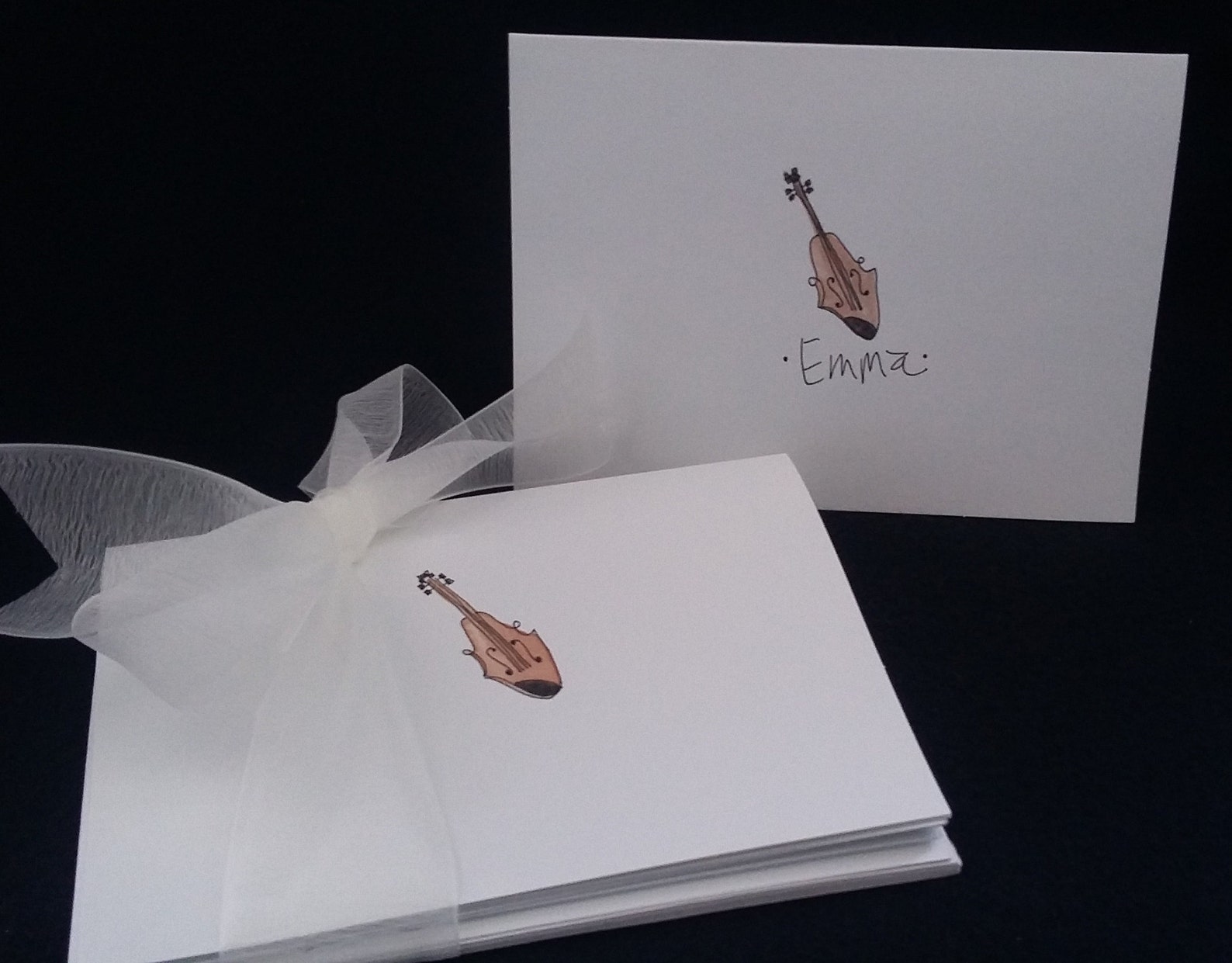 Music Themed Themed Note Cards - Hand-drawn and Personalized Folded ...