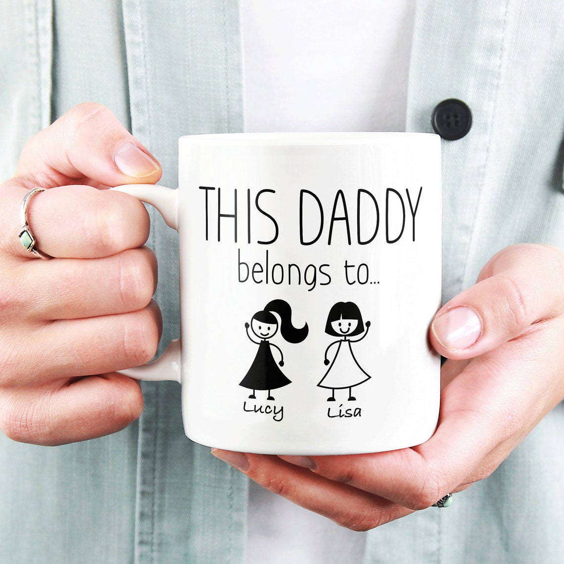 Personalized Dad Mug - Stick Figure Family, Customize With Name of Kids ...