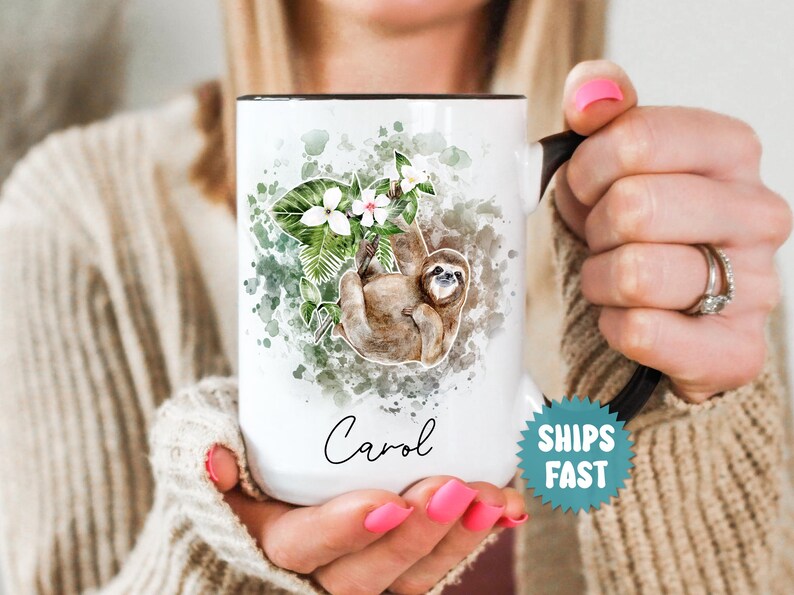 Personalized Sloth Mug, Sloth Gift, Sloth Lover Gift, Custom Name Mug ...