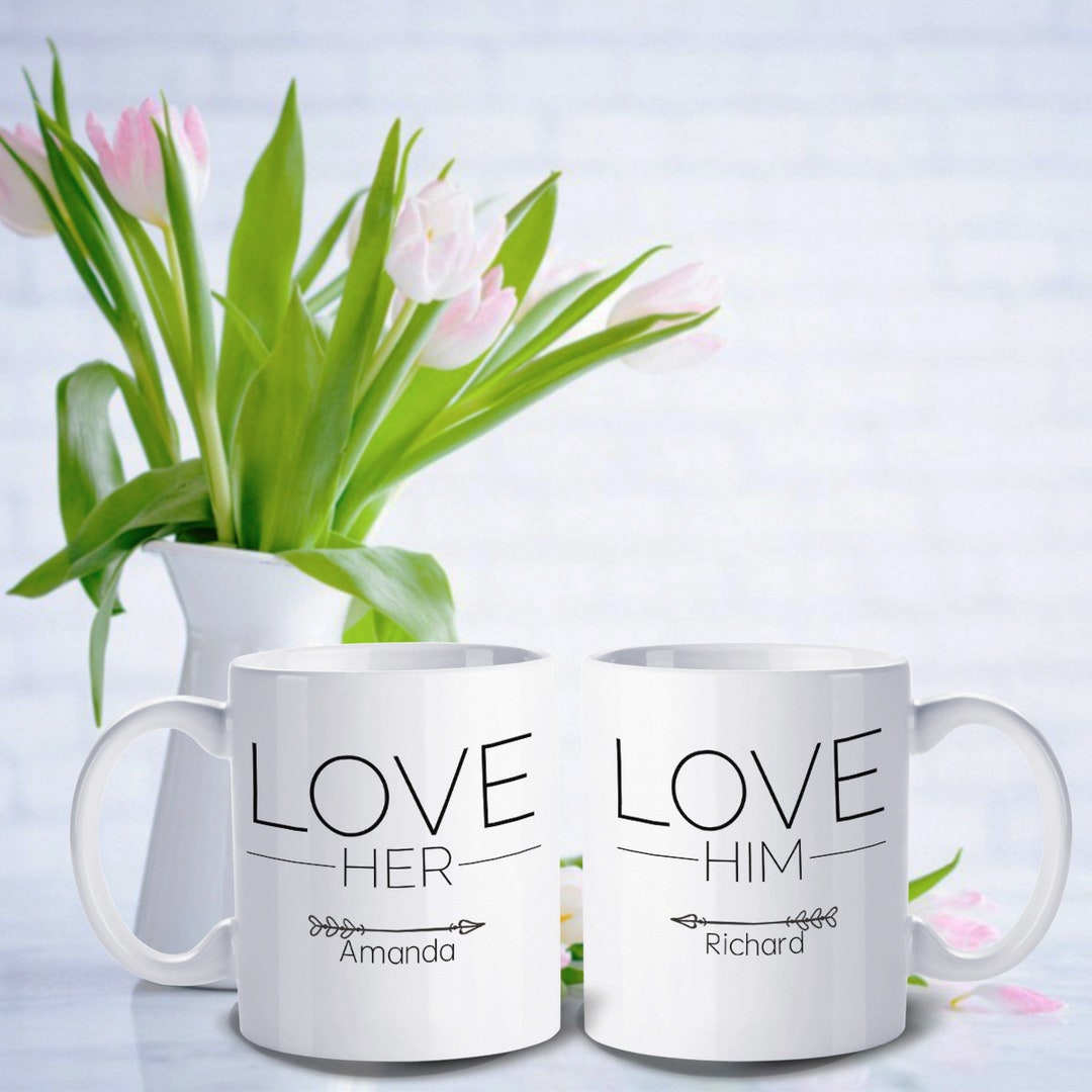 Personalized Couple Mug Set, Gift for Couple, Wedding and Engagement ...