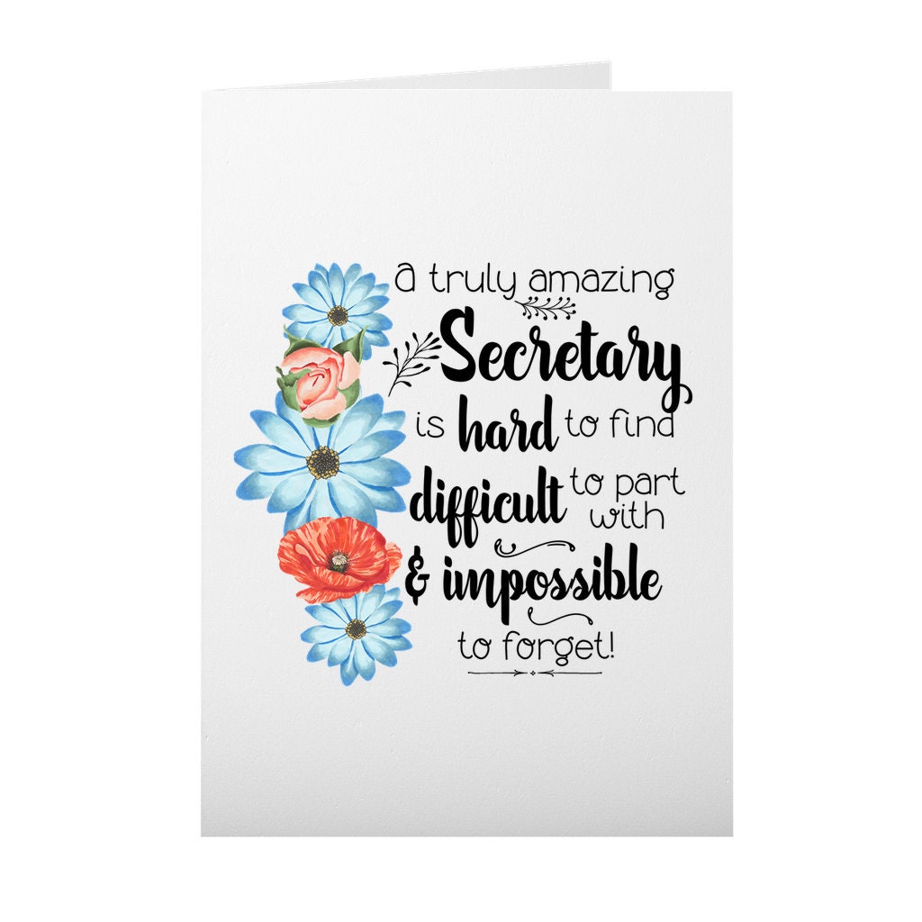 Secretary Thank You Greeting Card Appreciation Gift - Etsy