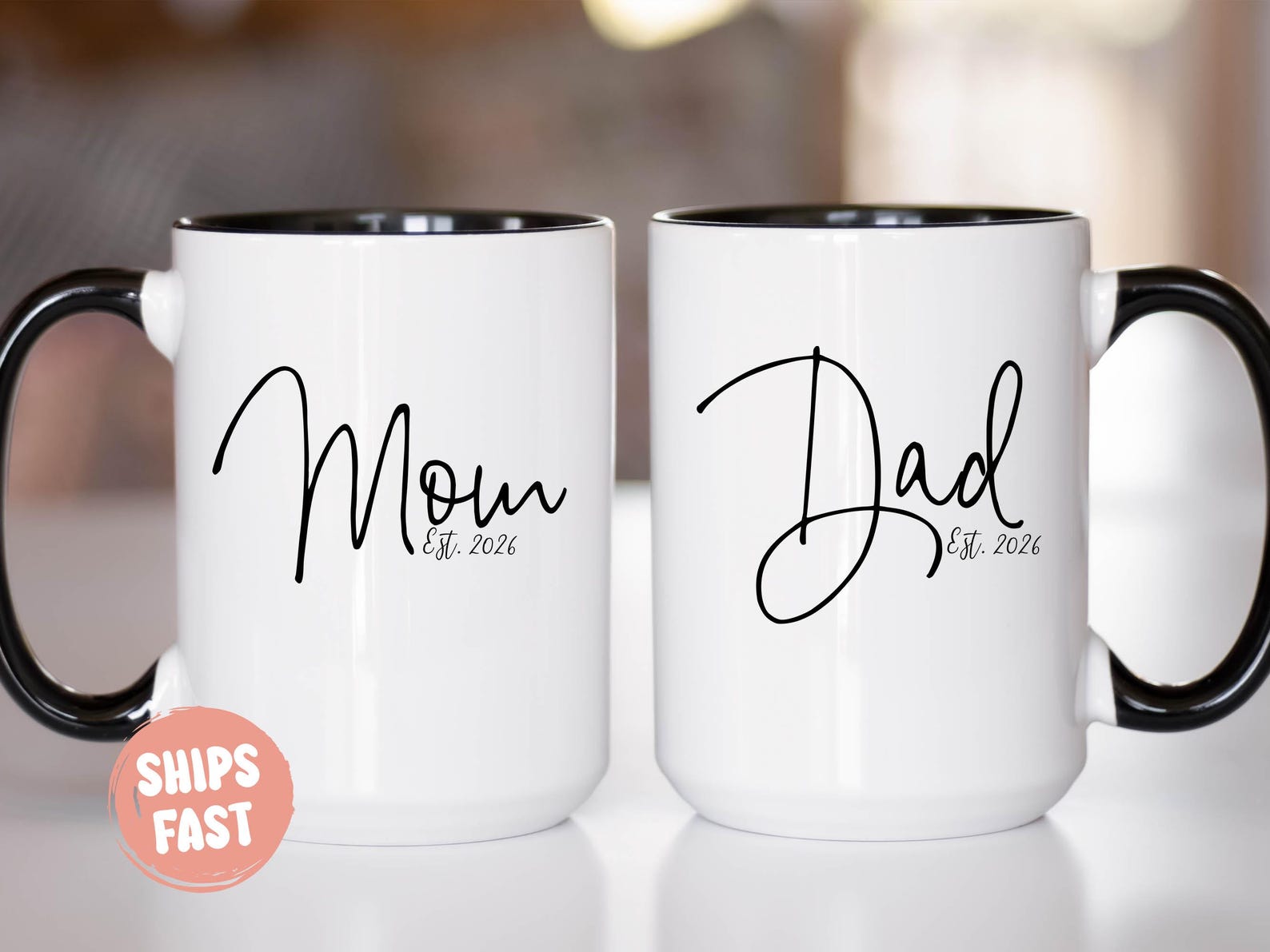 New Mom, New Dad, New Parents Mug Set Gift - Est 2026 - Gift for ...