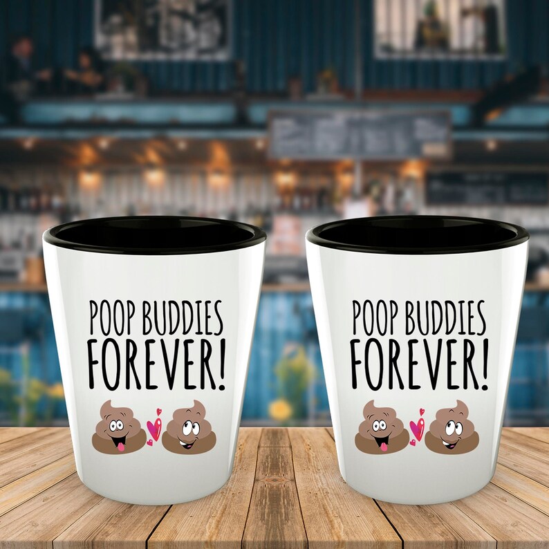 Personalized Shot Glasses Set, Poop Buddies Forever Gift for Best ...