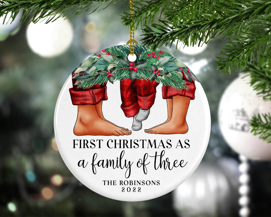 Family of Three Christmas Ornament, First Christmas As, Custom Ornament ...