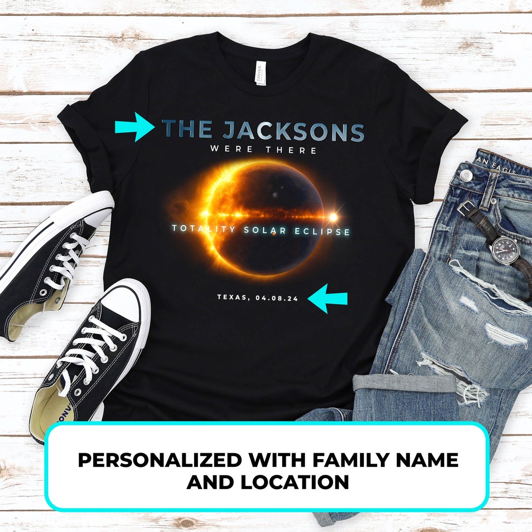Total Solar Eclipse 2024 Family Shirts, Custom City State, Sun and Moon ...