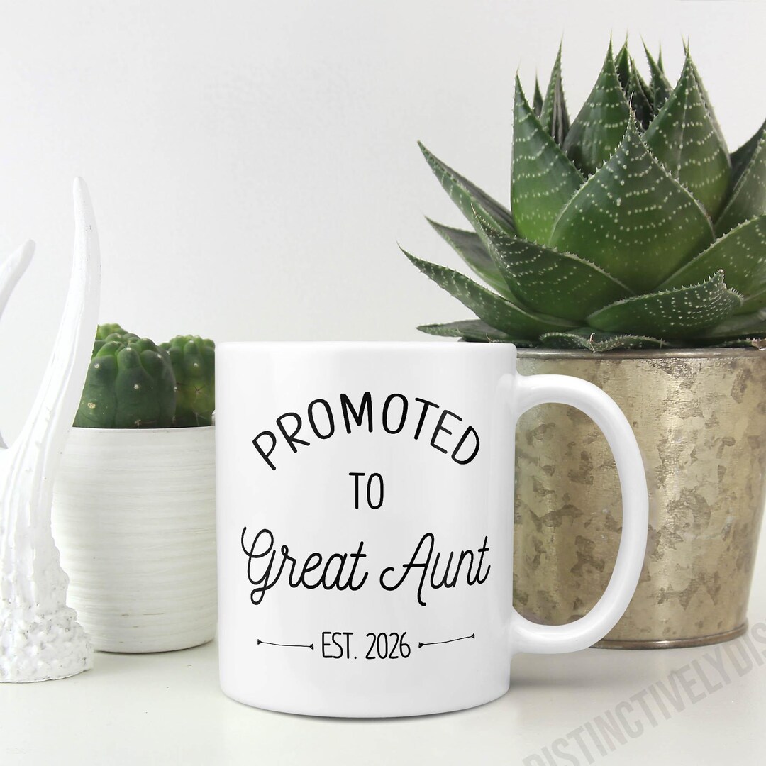 Promoted to Great Aunt EST 2026 Mug, Pregnancy Announcement for Baby ...