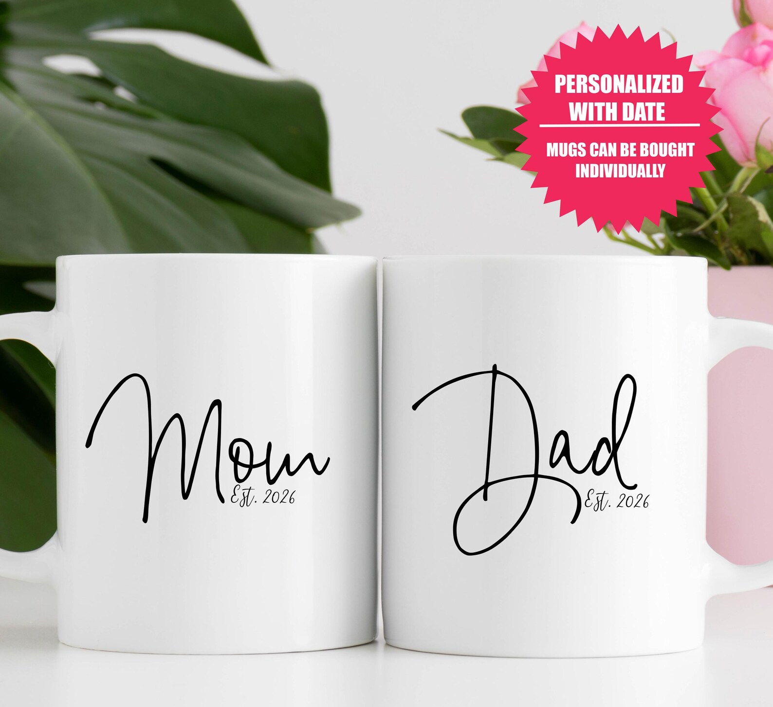 New Mom, New Dad, New Parents Mug Set Gift - Est 2026 - Gift for ...