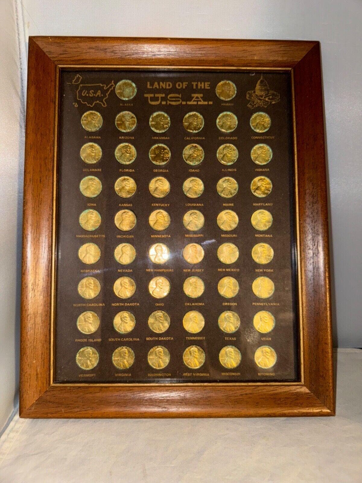 1974 Land of the USA Lincoln Penny Gold Plated State Framed Collection - Etsy