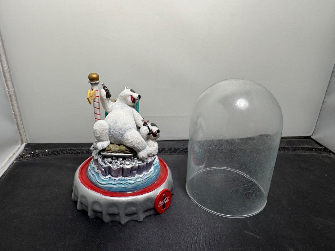 1996 the Coca-cola Polar Bears Iceberg Break Franklin Mint Domed ...