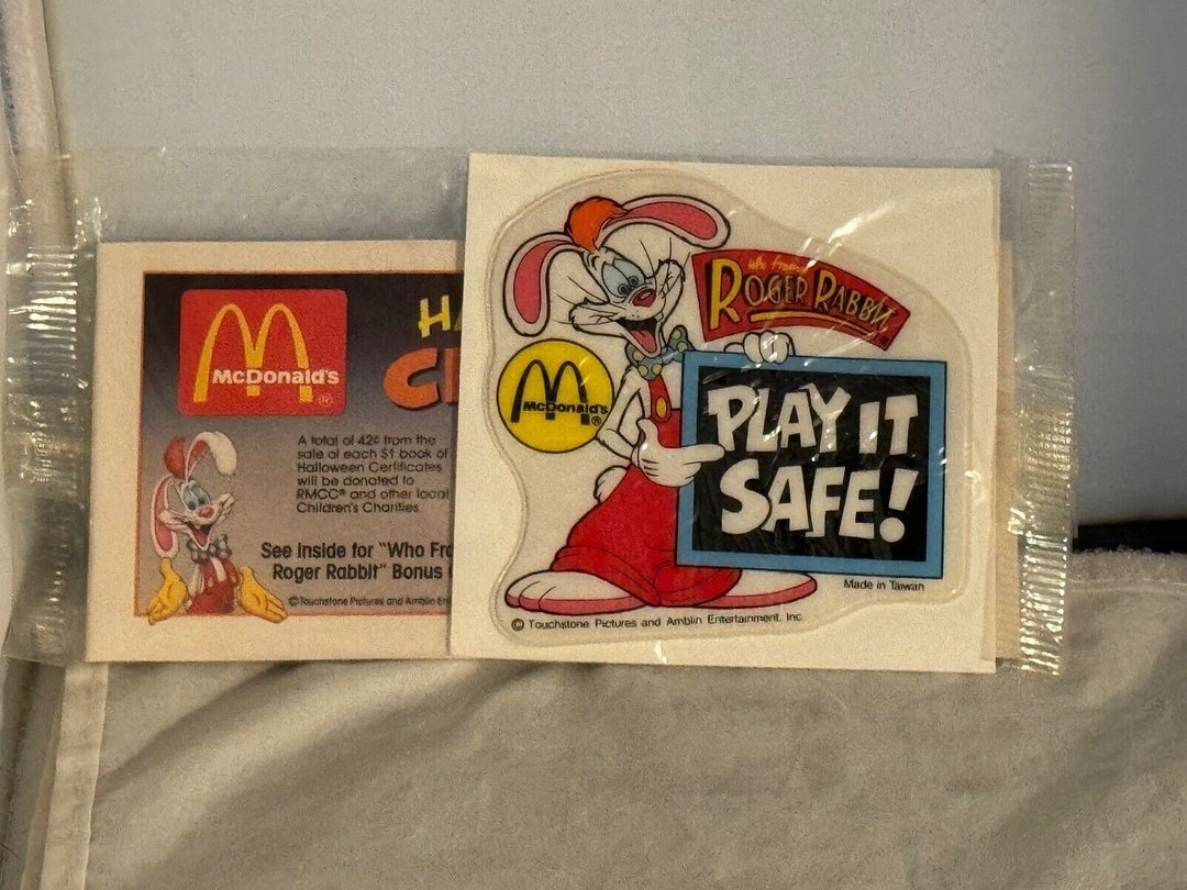 Mcdonald's Who Framed Roger Rabbit Play It Safe Puffy Sticker With ...