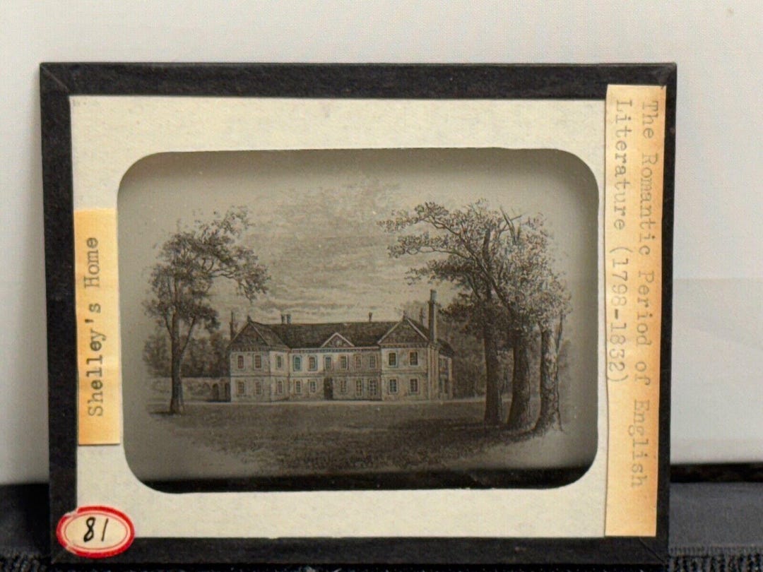 Shelley's Home Romantic Period of English Lit. Magic Lantern Glass ...